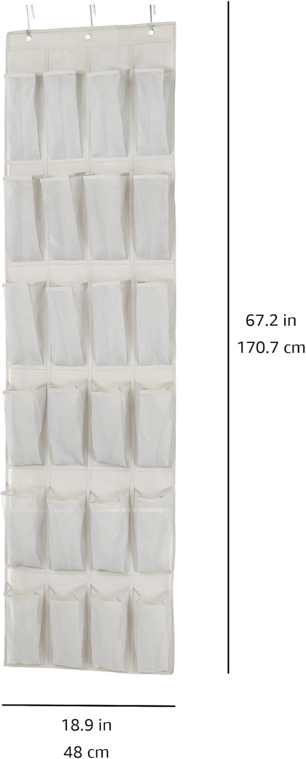 24-Pocket Over-the-Door Shoe Organizer | Breathable Mesh Storage ...
