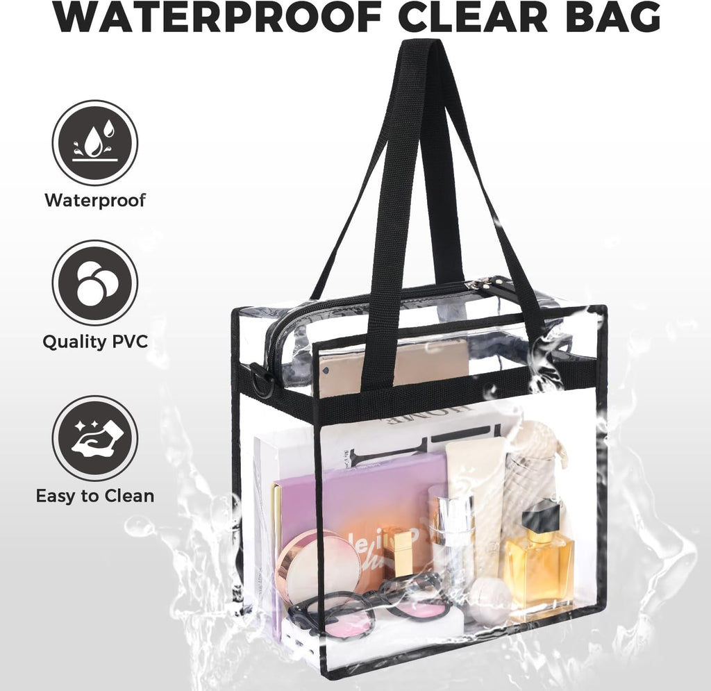 Clear Bags 12x6x12 Stadium Approved Tote with Zipper | Crossbody Bag ...