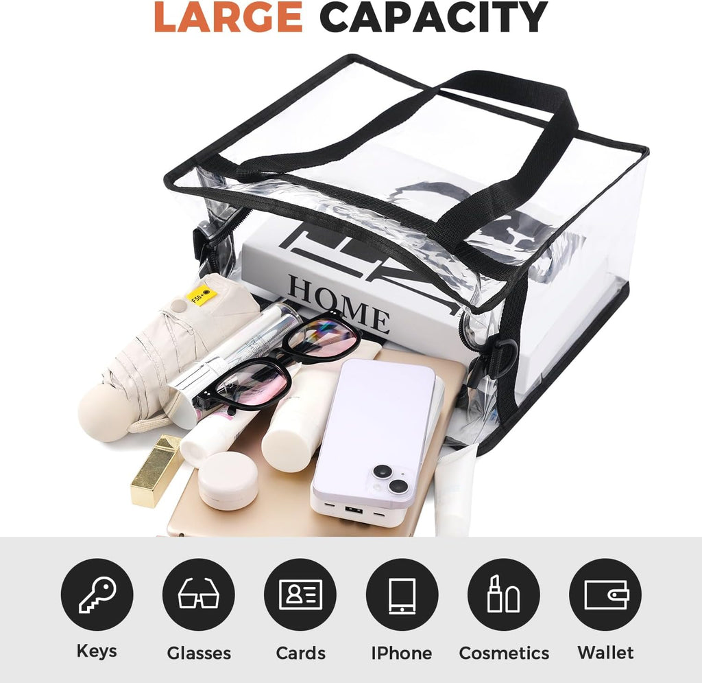 Clear Bags 12x6x12 Stadium Approved Tote with Zipper | Crossbody Bag ...