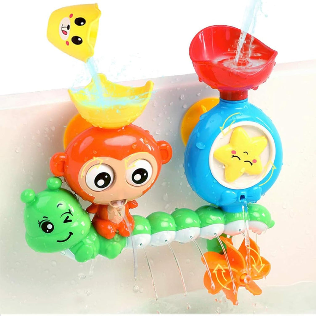 Interactive Water Flow Bath Toy - Monkey & Caterpillar Bathtub Toy for ...
