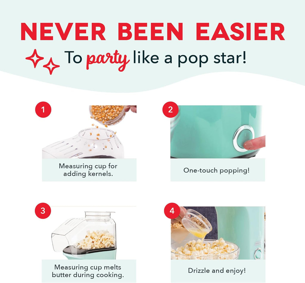 Yingboo Hot Air Popcorn Maker | Oil-Free Popper with Butter Tray, 16 ...