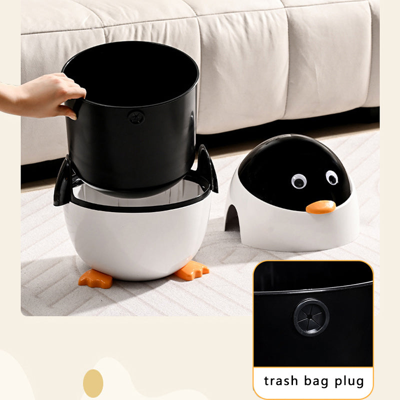 Cute Penguin Trash Can - 3-Layer Desktop Waste Bin | yingboo