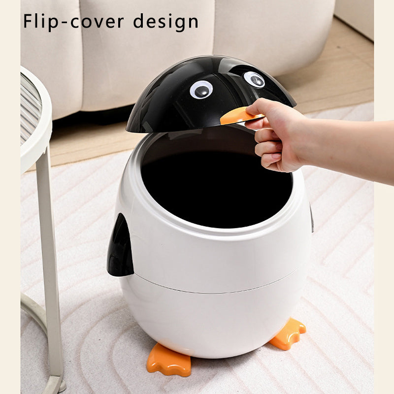 Cute Penguin Trash Can - 3-Layer Desktop Waste Bin | yingboo
