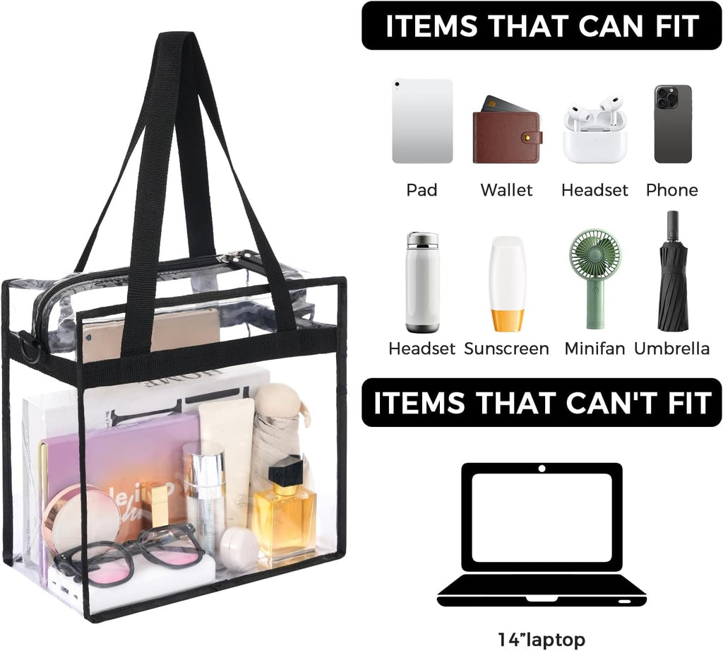 Clear Bags 12x6x12 Stadium Approved Tote with Zipper | Crossbody Bag ...