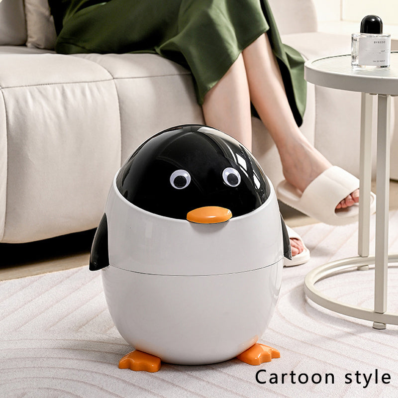 Cute Penguin Trash Can - 3-Layer Desktop Waste Bin | yingboo